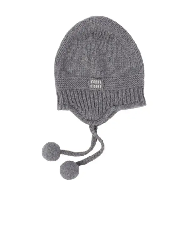 Miu Miu Logo Patch Beanie - Gray