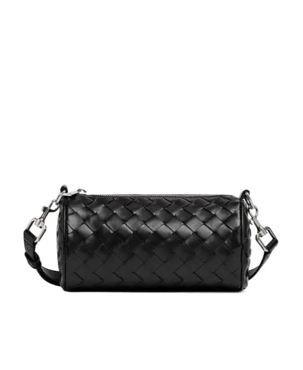 Bottega Veneta Mini Intrecciato Barrel Crossbody Bag - Black