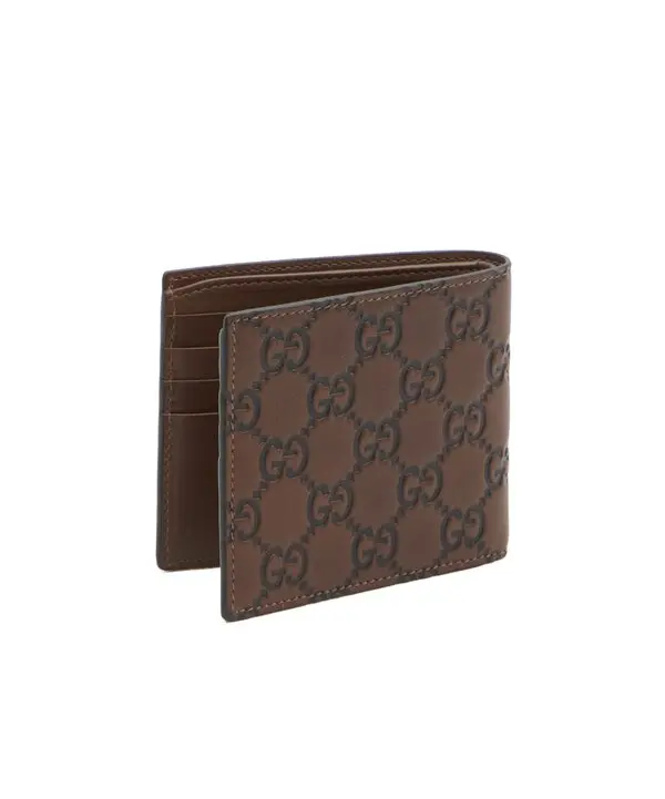 Gucci Gg Emblem Bi-fold Wallet - Brown And Black