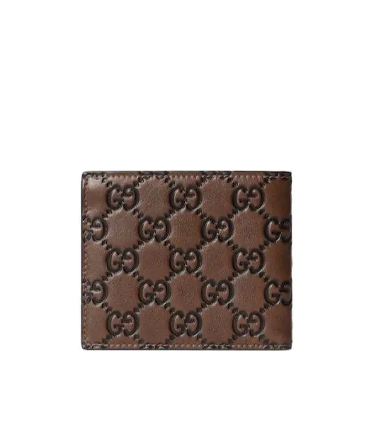 Gucci Gg Emblem Bi-fold Wallet - Brown And Black