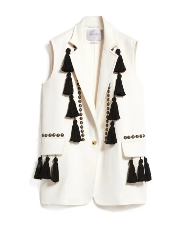 Max Mara Tasseled V-neck Gilet - Gray