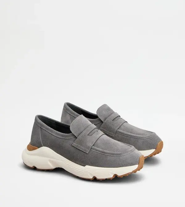 TOD'S Sporty Suede Slip-on Trainers - Grey