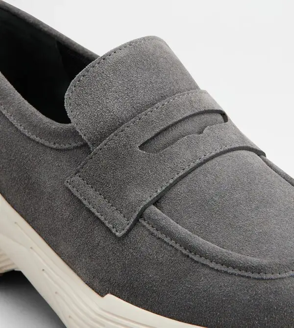 TOD'S Sporty Suede Slip-on Trainers - Grey