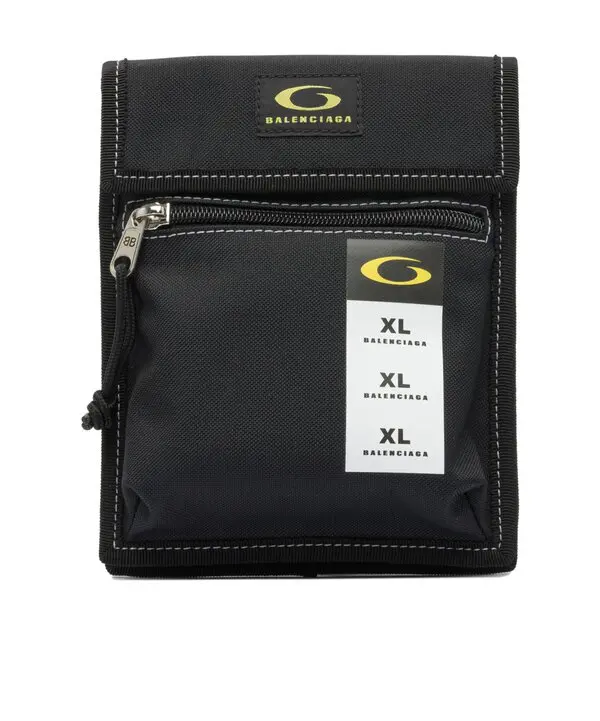 Balenciaga Logo Patch Crossbody Bag - Black