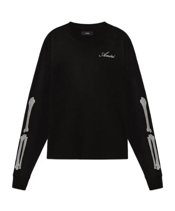 Amiri Logo Embroidered Long-sleeved T-shirt - Black
