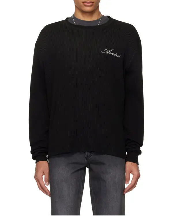 Amiri Logo Embroidered Long-sleeved T-shirt - Black
