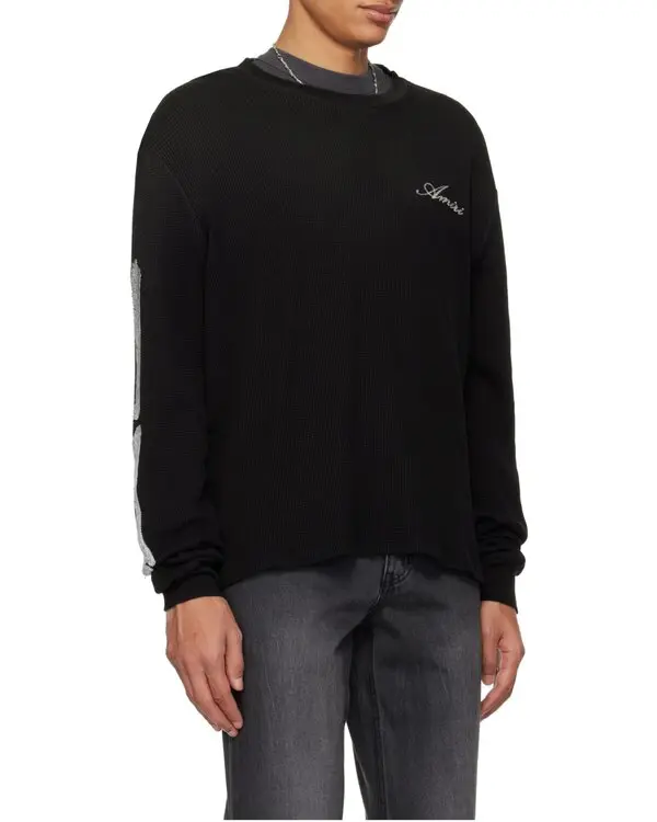 Amiri Logo Embroidered Long-sleeved T-shirt - Black