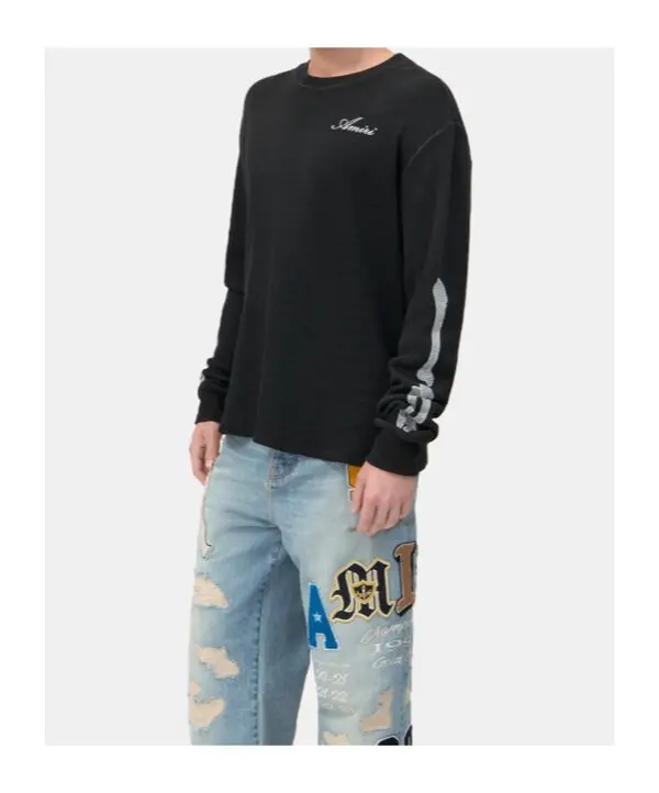 Amiri Logo Embroidered Long-sleeved T-shirt - Black