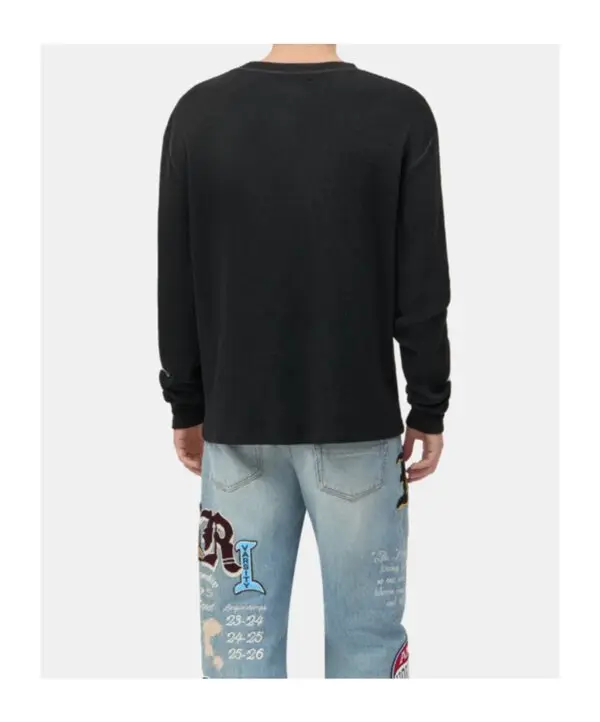 Amiri Logo Embroidered Long-sleeved T-shirt - Black