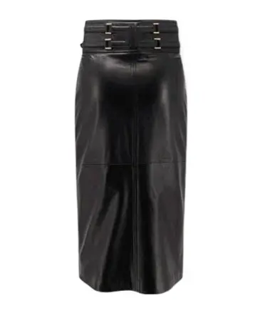 Elisabetta Franchi Leather Skirt With Embossed Logo