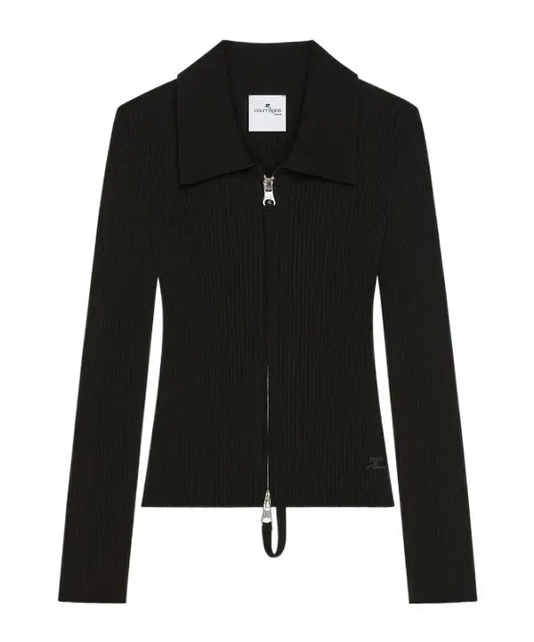 COURREGES Zip-up Cardigan - Black