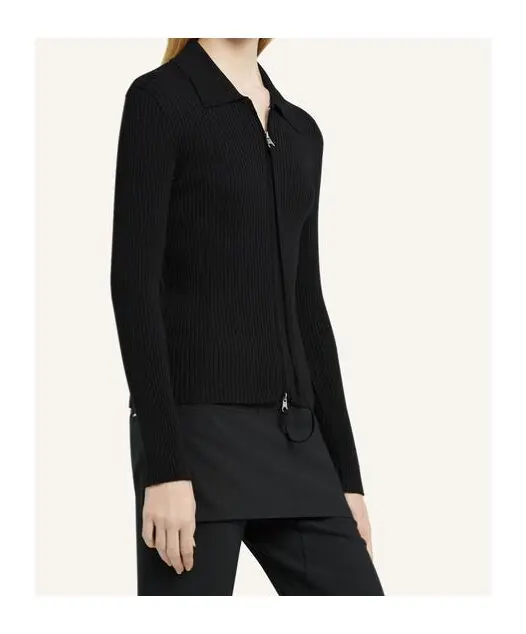 COURREGES Zip-up Cardigan With Bimetal Zipper And Knitted Chain