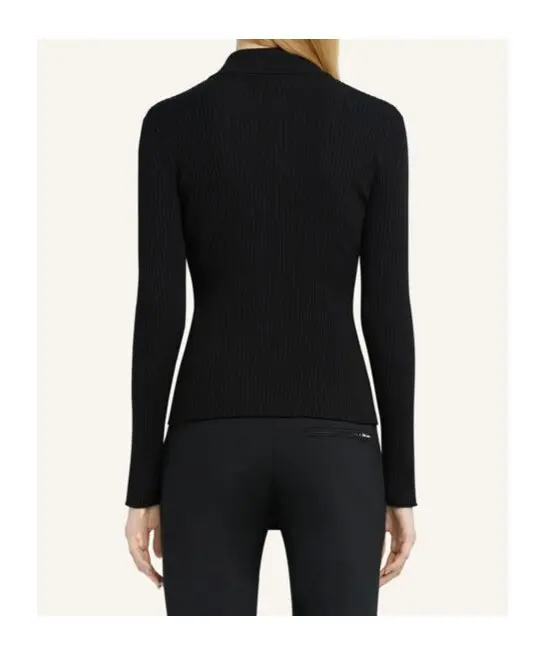 COURREGES Zip-up Cardigan With Bimetal Zipper And Knitted Chain