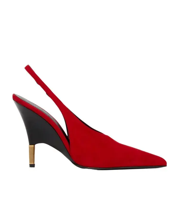 Khaite Slingback Pumps With Sculptural Wedge Heel - Red