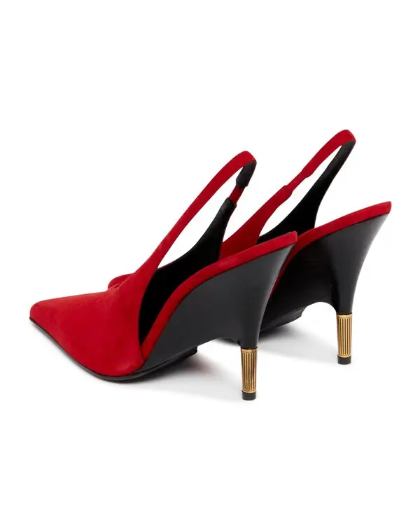 Khaite Slingback Pumps With Sculptural Wedge Heel - Red