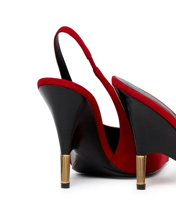 Khaite Slingback Pumps With Sculptural Wedge Heel - Red