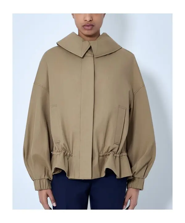Dries Van Noten Long Sleeve Ruffled Hem Jacket - Camel
