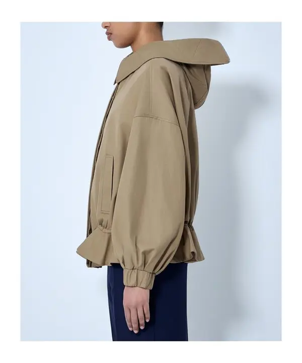 Dries Van Noten Long Sleeve Ruffled Hem Jacket - Camel