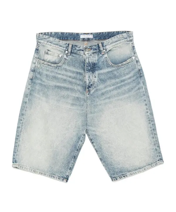 ICON DENIM LOS ANGELES Faded Wash Denim Shorts - Gray