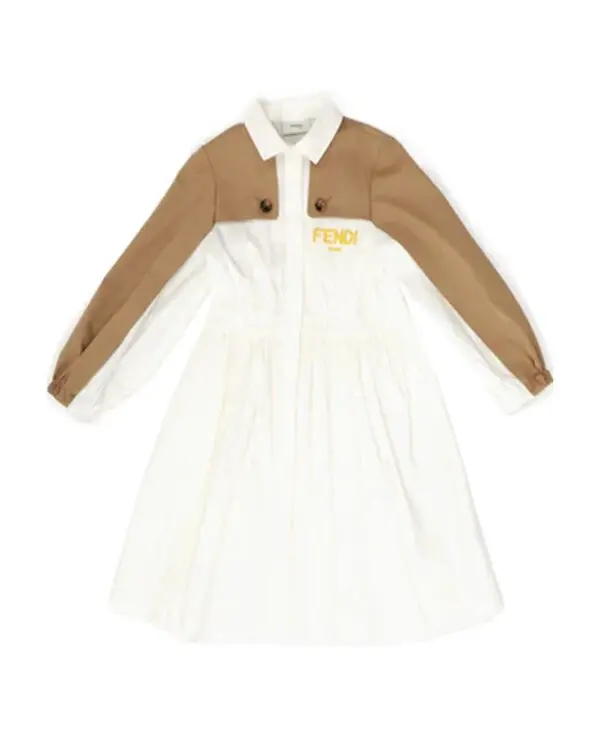 Fendi Logo Detail Shirt Dress - White