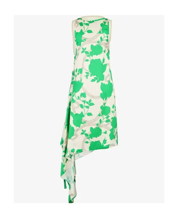 Fendi Sleeveless Asymmetrical Midi Dress With Floral Print
