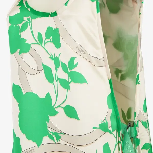 Fendi Sleeveless Asymmetrical Midi Dress With Floral Print