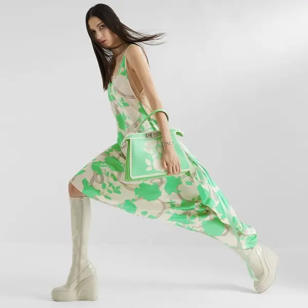 Fendi Sleeveless Asymmetrical Midi Dress With Floral Print