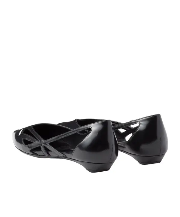Prada Pointed-toe Cut-out Ballerinas - Black