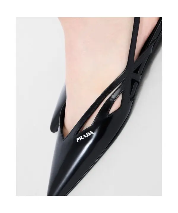 Prada Pointed-toe Cut-out Ballerinas - Black