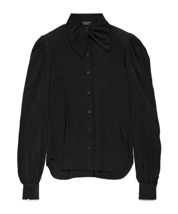 Balenciaga Bow Detailed Long-sleeve Shirt - Black