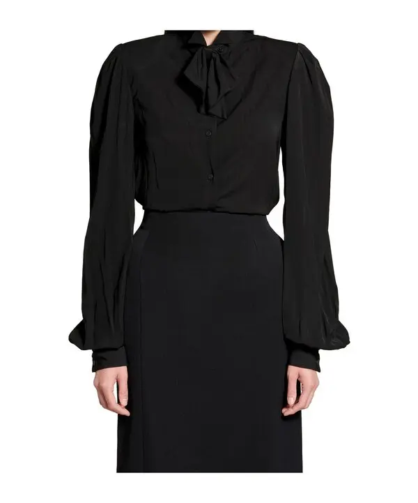 Balenciaga Bow Detailed Long-sleeve Shirt