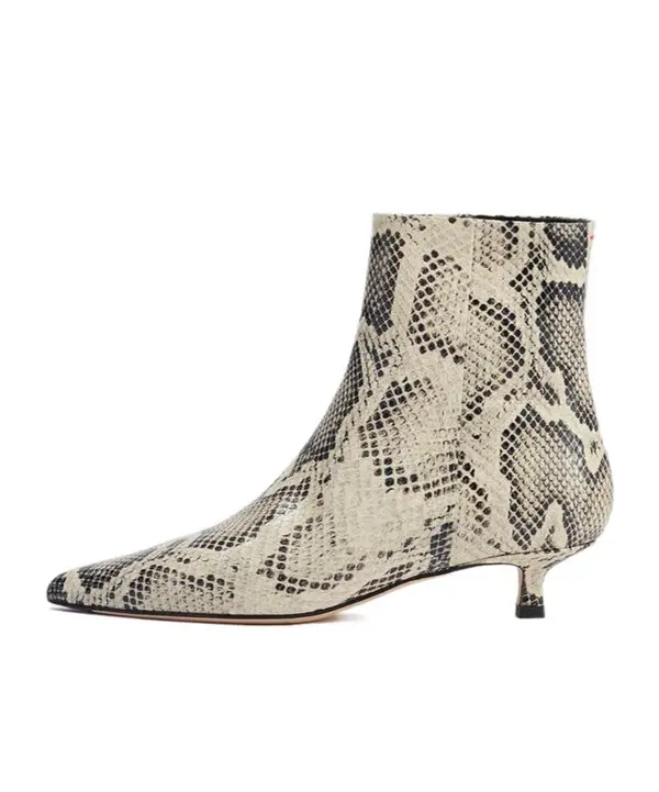 AeydĒ Pointed Toe High Heel Ankle Boots - Nude
