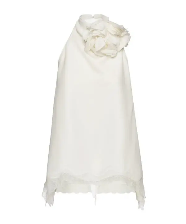 Magda Butrym Silk Open-back Lace-trim Blouse - Cream