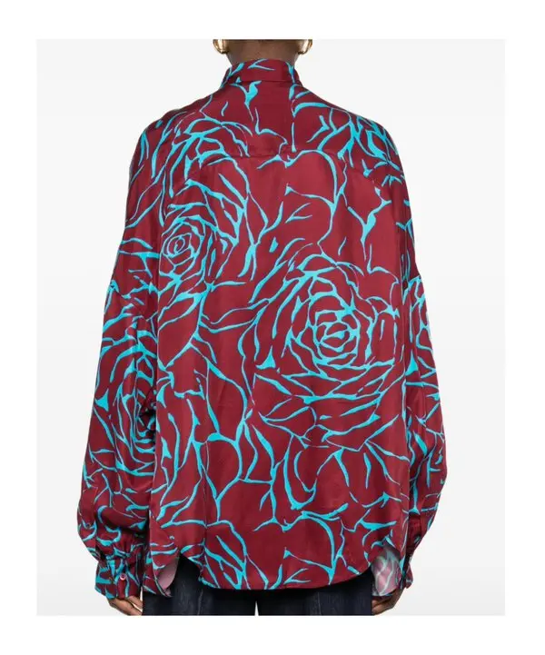 Dries Van Noten Printed Long Sleeve Shirt - Red