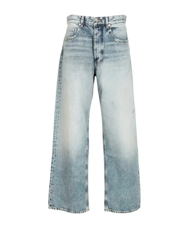 ICON DENIM LOS ANGELES Wide Leg Frayed Jeans - Blue