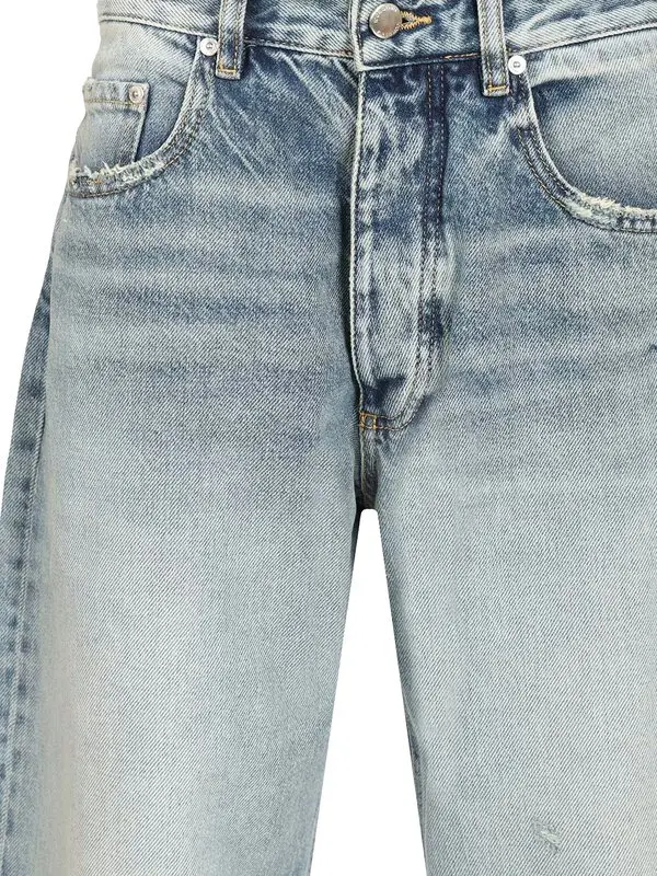 ICON DENIM LOS ANGELES Wide Leg Frayed Jeans - Blue