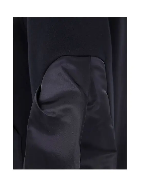 Sacai Panelled Zip-up Hooded Drawstring Jacket - Black