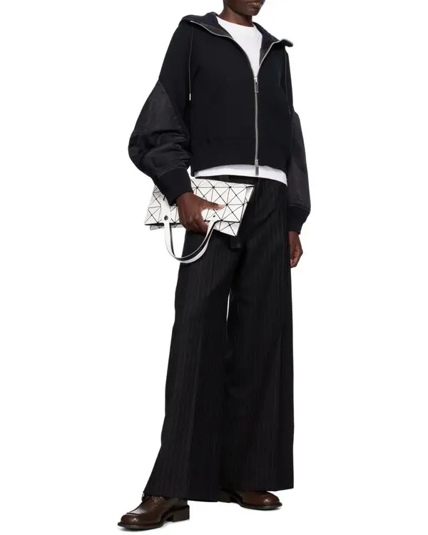 Sacai Panelled Zip-up Hooded Drawstring Jacket - Black