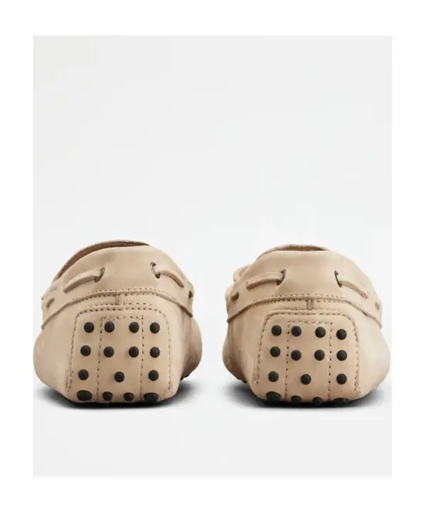 TOD'S Round Toe Slip-on Loafers With Tie Detailing - Beige