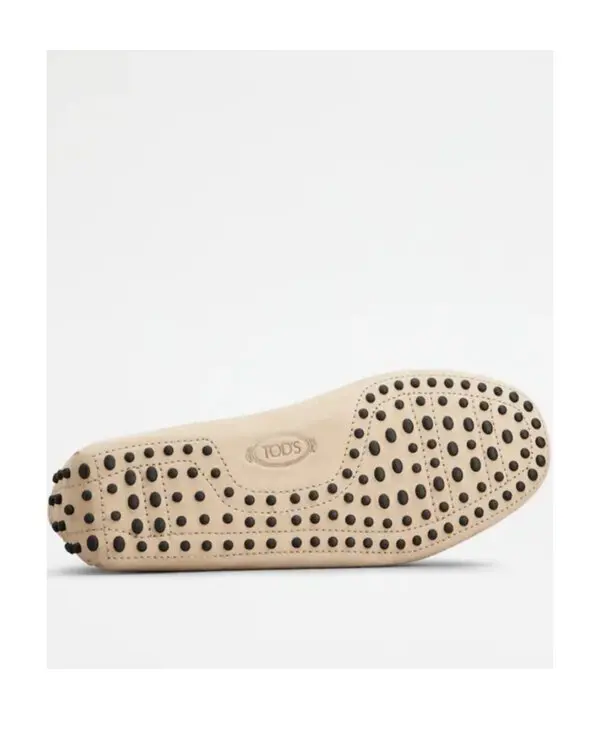 TOD'S Round Toe Slip-on Loafers With Tie Detailing - Beige