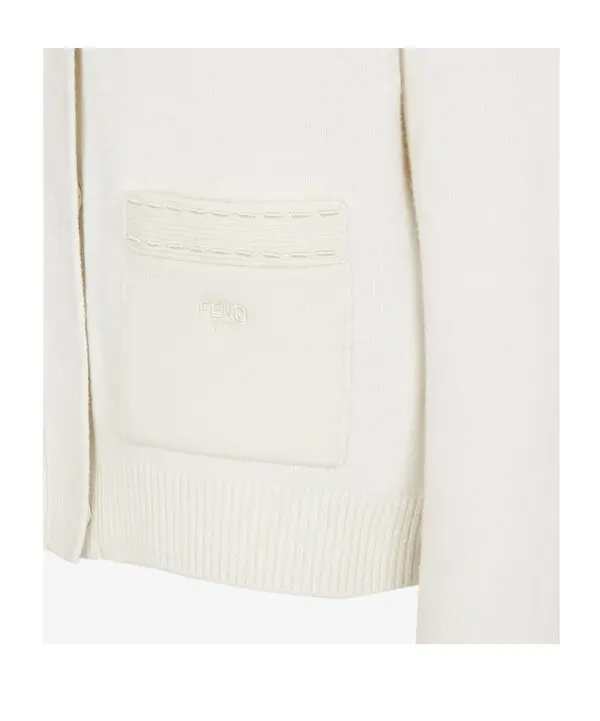 Fendi V-neck Cardigan With Logo Embellishment