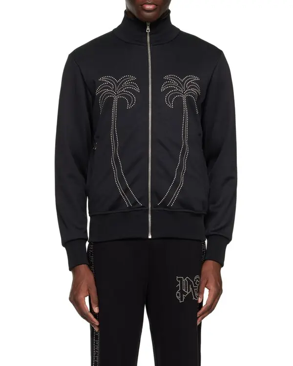 Palm Angels Milano Stud Embellished Zipped Track Jacket
