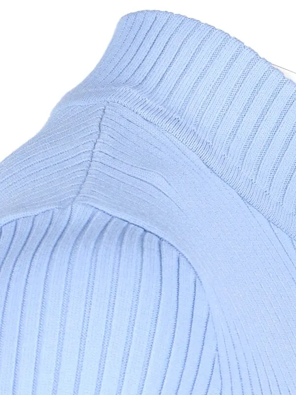 COURREGES Courrèges Ribbed High Neck Short Sleeve Jumper - Blue