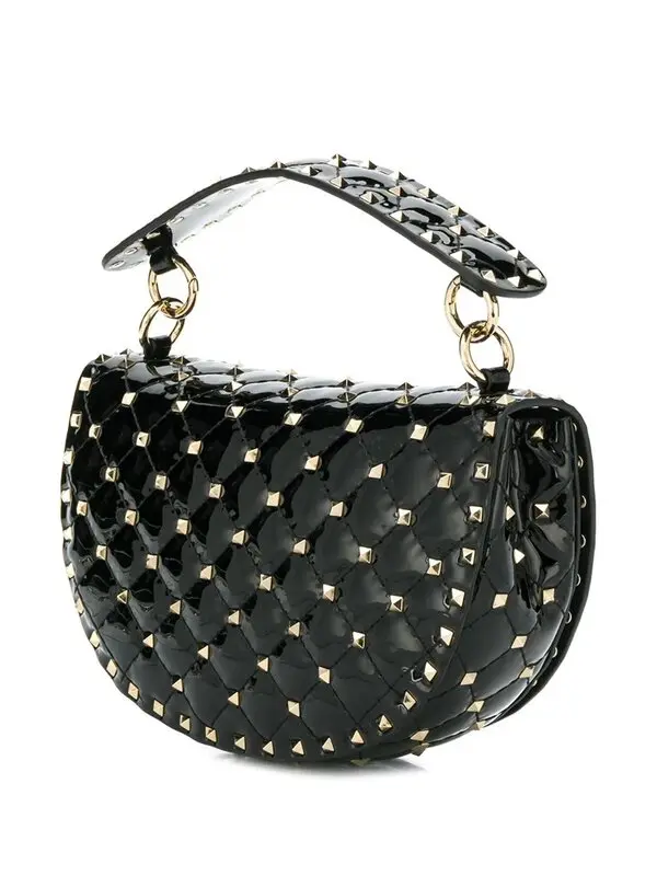 Valentino Garavani Rockstud Quilted Rivet Saddle Bag - Black