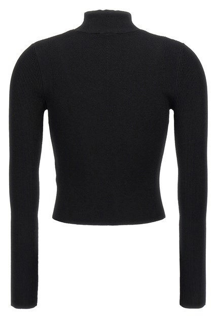 DIESEL® Rib-knit High-neck Top With Metal Oval D Detail