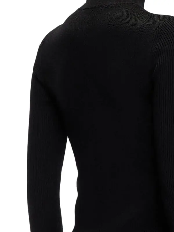 DIESEL® Rib-knit High-neck Top With Metal Oval D Detail