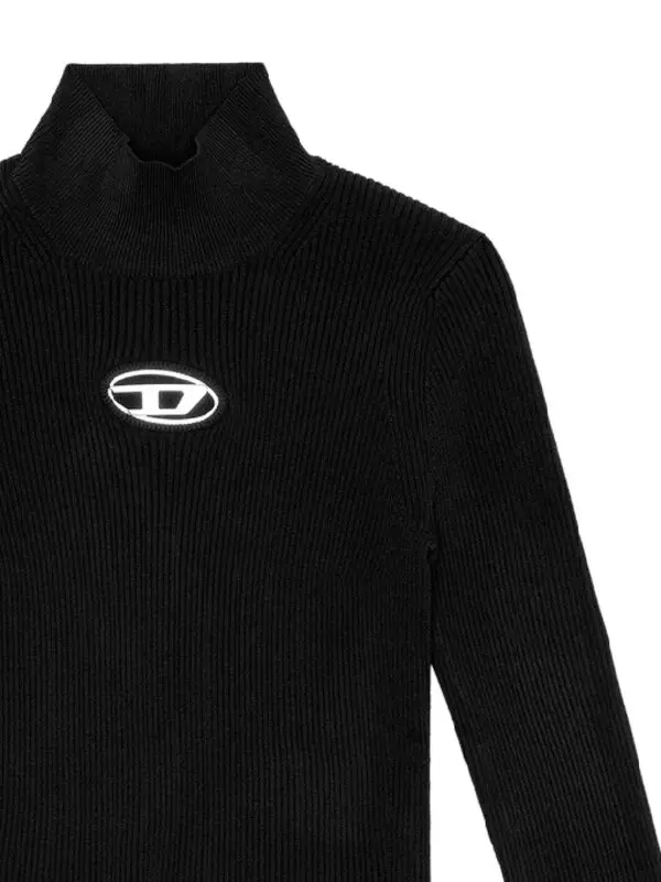 DIESEL® Rib-knit High-neck Top With Metal Oval D Detail