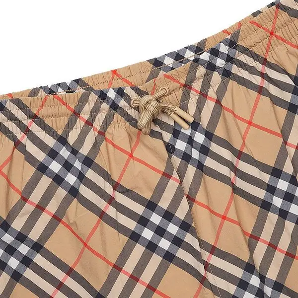Burberry Check Printed Drawstring Swim Shorts - Sand-colored