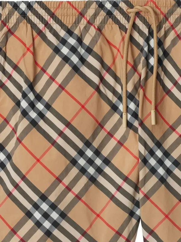 Burberry Check Printed Drawstring Swim Shorts - Sand-colored