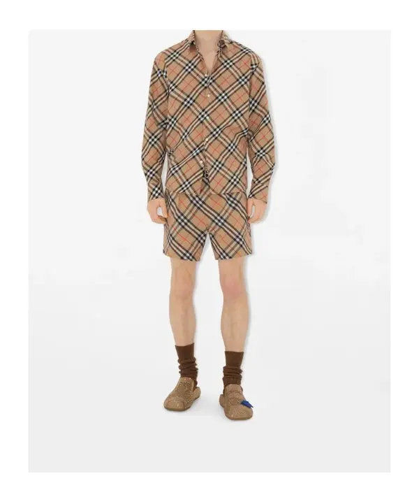 Burberry Check Printed Drawstring Swim Shorts - Sand-colored